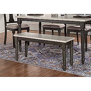 Powell Linon Willow Wood Dining Bench in Smokey White and Dark Gray