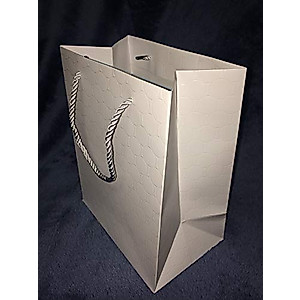 MODEENI White Gift Bags with Handles Medium Size 8x10 Wedding Bags with Silver Handles 12 Bags Pure White Paper Shopping Bags 8x5x10