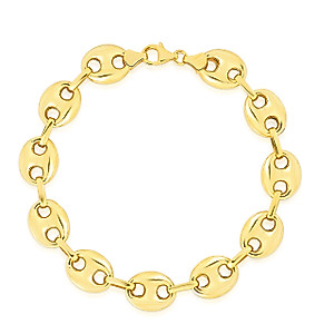 Floreo 10k Yellow Gold 11mm Puff Mariner Link Bracelet, 8.5 inch