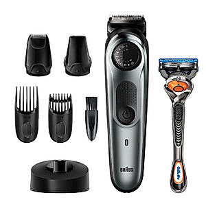 Braun BT 7240,Braun Beard Trimmer for Men BT7240, Cordless & Rechargeable Hair Clipper, Detail Trimmer, Mini Foil Shaver with Gillette ProGlide Razor, Black/Silver Metal, Black/Silver Metal,