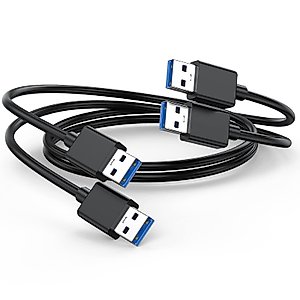 USB Cable 6 FT 2-Pack, USB 3.0 Type-A to A Cable 5Gbps, USB A Male to Male Cable Double End USB Cord Compatible with Hard Drive Enclosures, DVD Player, Laptop Cooler and More