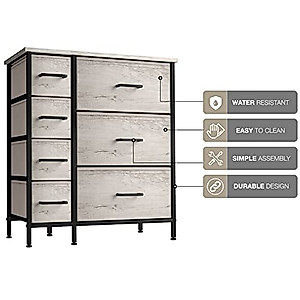 Sorbus Dresser with 7 Faux Wood Drawers - Storage Unit Organizer Chest for Clothes - Bedroom, Hallway, Living Room, Closet, & Dorm Furniture - Steel Frame, Wood Top, & Easy Pull Fabric Bins