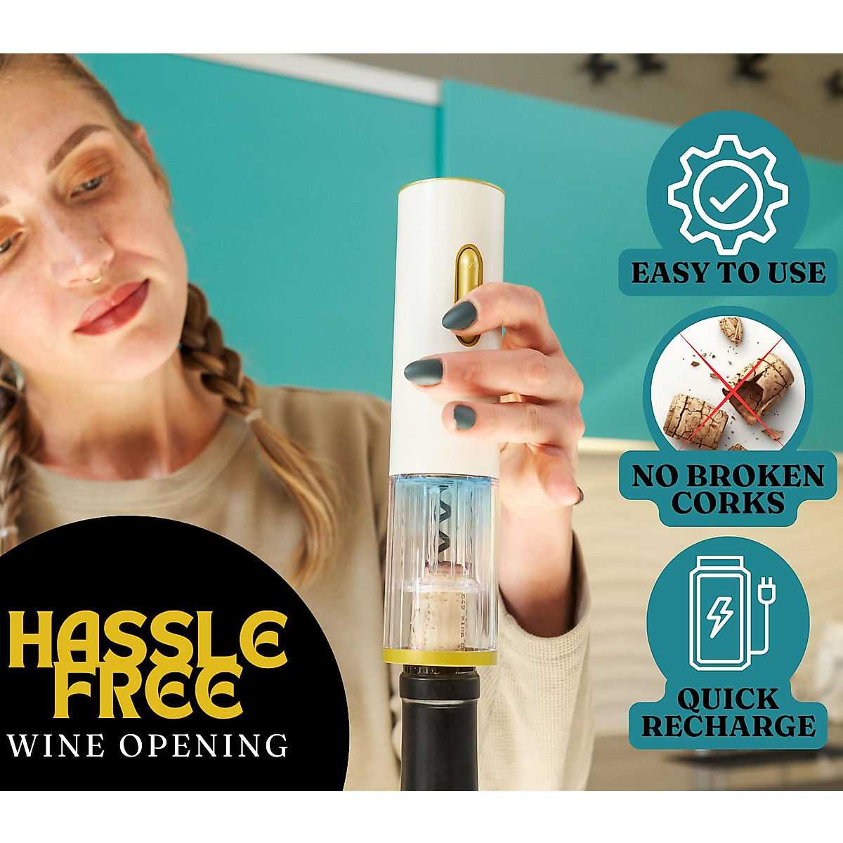 Rechargeable Electric Wine Opener Set - Wine Gift Set - Electric Wine Aerator - Wine Bottle Opener - Electric Wine Dispenser Opener Set - Wine Accessories Gifts for Women - Wine Sets Gifts