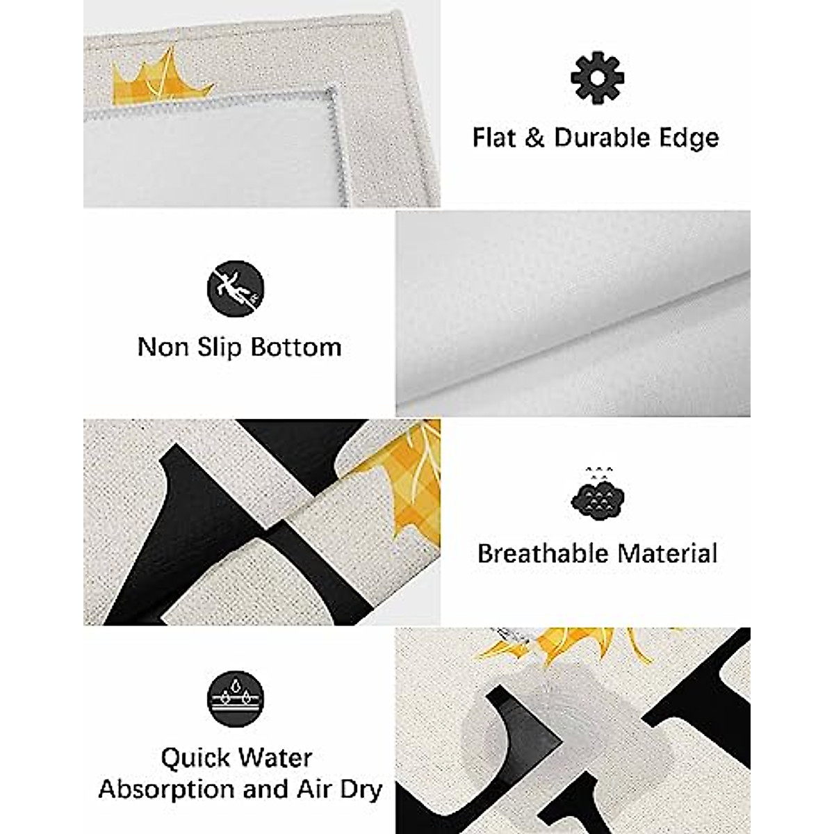 Outdoor Area Rug for Patio,Thanksgiving Orange Fall Maple Leaf Plaid Camping Rugs Indoor Large Floor Mat 4x6ft,Farm Love Quote Line Outside Carpet for Deck RV Picnic Porch Backyard Bedroom