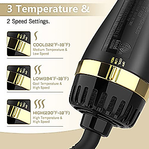 Hair Dryer Brush, lpstea 4 in 1 Hot Air Brush, One Step Hair Dryer & Styler Volumizer with Enhanced Titanium Barrel, Blow Dryer Brush for Women (Gold)