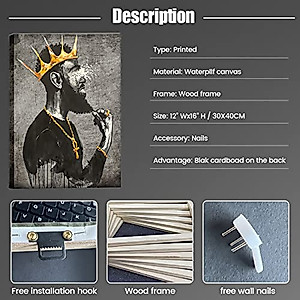 Framed African American Wall Art Black King and Queen Men Women Girl Canvas Wall Art Painting Picture Artwork Inspirational Afro Poster Wall Art Decor for Living Room Bedroom Office Home Decoration