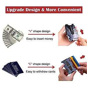 ONLOOKER Minimalist Wallet for Men Slim Wallet RFID Blocking Carbon Fiber Wallet Front Pocket Credit Card Holder Aluminum Metal Wallets with Money Clip (Navy Blue)