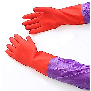 PINVNBY Fish Tank Gloves Aquarium Water Change Tools Dry Rock for Saltwater Aquariums - Elastic Forearm Seals & Prevents Leaks - Heavy-Duty Construction 19.3-Inch (1 Pair)