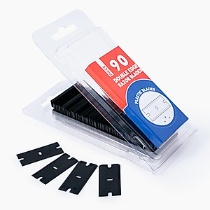 FOSHIO 180-Pieces Plastic Razor Blades, 1.5 Inch Universal Double Edge Razor Blades Plastic Scraper Blades for Removing Labels, Decals, Stickers, Gasket (Black)