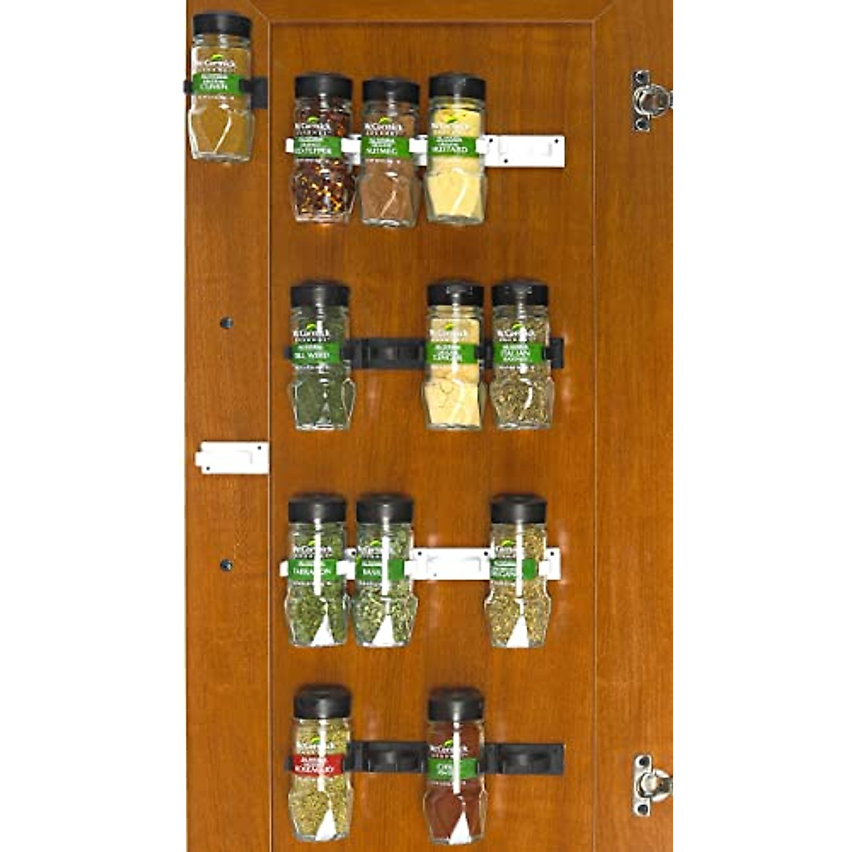 Simple Houseware 30 Spice Gripper Clips Strips Cabinet Holder + 12-Pack Spice Bottles w/label