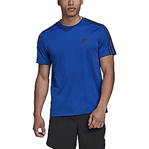 adidas Men's AEROREADY Designed 2 Move Sport 3-Stripes Tee, Team Royal Blue/Black, Large