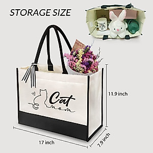 Aplata Canvas Tote Bag for Women,Beach Bag,Cat Gifts for Cat Lovers,Bride Tote Bag, Bridal Shower Gifts,Bridesmaid Gifts,Cat Lover Gifts for Women