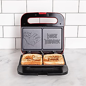 Uncanny Brands Jurassic Park Grilled Cheese Maker- Panini Press and Compact Indoor Grill- Opens 180 Degrees for Burgers, Steaks, Bacon