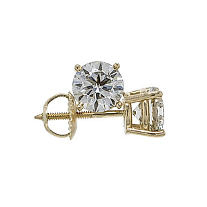 14k Yellow Gold Lab Grown Diamond Stud Earrings IGI Certified (2.0 cttw, H-J Color, VS2-SI1 Clarity)