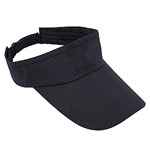 Sportmusies Sun Sport Visors Hat Fits Men Women, Running Golf Beach Cap Extra Long Brim Quick Dry Summer Black