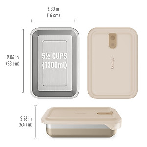 Bentgo® MicroSteel™ Heat & Eat Container - Microwave-Safe, Sustainable & Reusable Stainless Steel Food Storage Container with Airtight Lid for Eco-Friendly Meal Prepping (Dinner Size - 5.5 Cups)