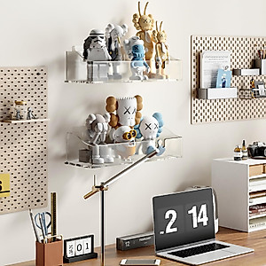 YAWSOUP Acrylic Shower shelves 3 Pack,Adhesive Shower Organizer for Bathroom Storage Home Decor,No Drilling,transparent Organizer,Shower caddy for Inside Shower