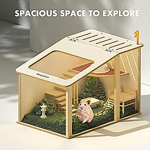 MEWOOFUN Wooden Hamster Cage for Dwarf Hamster Large Hamster Cage Without Accessories for Robo Hamster (Dimensions: 23" L x 15.6" W x 18.6" H)