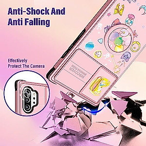 oqpa for Samsung Galaxy Note 10 Plus Phone Case Cute Cartoon Case for Galaxy Note 10 Plus for Women Girly Kawaii Funny Cover with Camera Cover+Ring Holder for Note 10+ Plus, Moon Cat