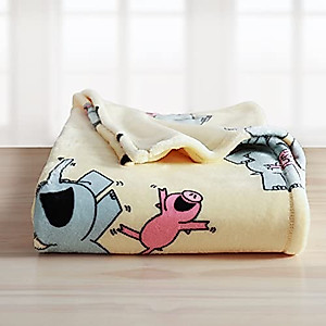 Berkshire & Mo Willems VelvetLoft® Luxury Soft Cozy Plush Throw Blanket, Elephant Piggie, 50" x 70"(Official Mo Willems Product)