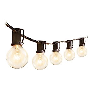Upook Outdoor String Lights G40 Globe Patio Lights 25 Ft 27 Clear Bulbs (2 Spare) Indoor Commercial Decor Outdoor Lights Connectable Waterproof for Christmas Party Wedding Garden Porch Deck, Black…
