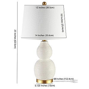 Safavieh Lighting Collection Darsa White Double Gourd 25-inch Bedroom Living Room Home Office Desk Nightstand Table Lamp (LED Bulb Included)