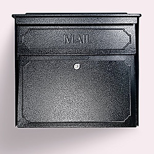 Mail Boss 7172 Townhouse Locking Security Wall Mount Mailbox, Black, Pack of 1