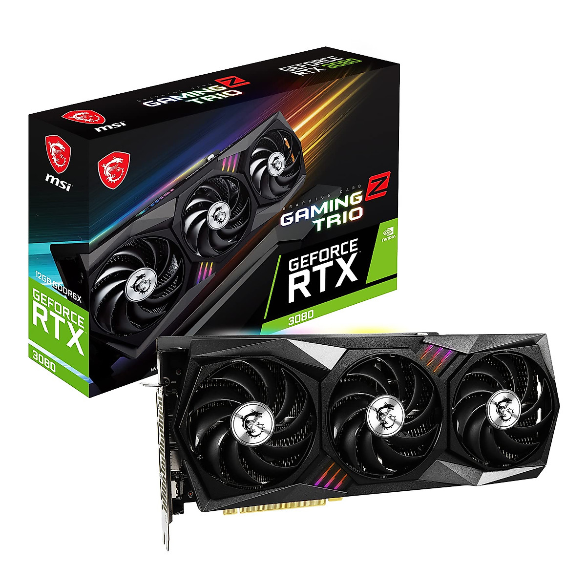 MSI Gaming GeForce RTX 3080 LHR 12GB GDRR6X 384-Bit HDMI/DP Nvlink Torx Fan 4 RGB Ampere Architecture OC Graphics Card (RTX 3080 Gaming Z Trio 12G LHR)