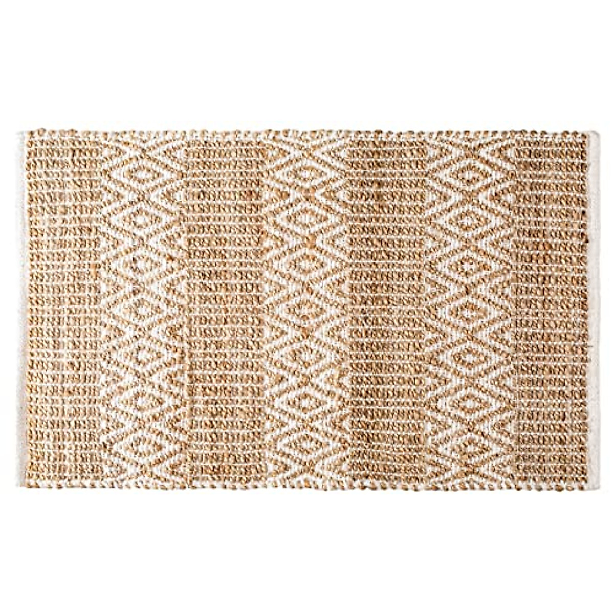 Jute Cotton Handloom Rug 2x3 Feet Floor Mat 24x36 Inch Farmhouse Area Rugs Natural Braided Doormat for Kitchen Entryway Pets Playing - Natural/White