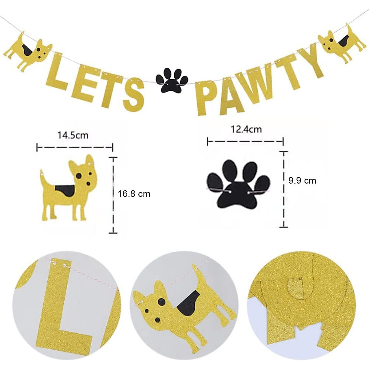 LaVenty 25PCS Glitter Lets Pawty Banner Dog Birthday Banner Dog Pawty Banner Dog Party Banner Pet Birthday Banner Pet Party Banner