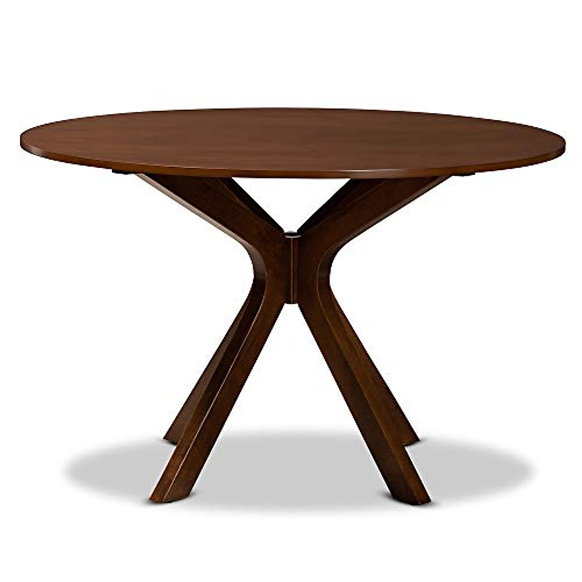 Baxton Studio Kenji Modern and Contemporary Walnut Brown Finished 48-Inch-Wide Round Wood Dining Table