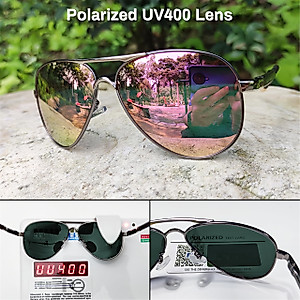 ROCKNIGHT Aviator Sunglasses for Women Polarized UV Protection Mirrored Pink Sunglasses UV400 Ladies Trendy Sunglasses Gifts for Women Tear drop