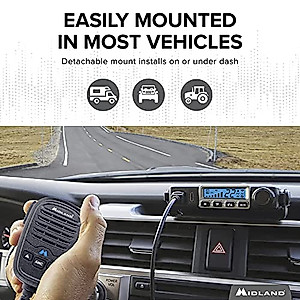 Midland – MXT115 - 15 Watt GMRS MicroMobile Two Way Radio - Off Roading Outdoor RZR Farm, Trails Radio - 8 Repeater Channels Extended Range - External Magnetic Mount Antenna - NOAA Weather Alerts