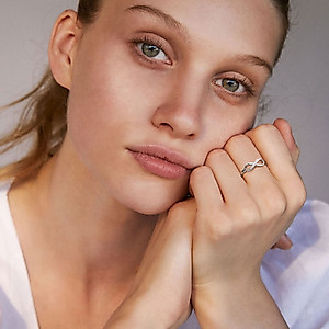 ChicSilver 925 Sterling Silver Ring Cubic Zirconia Cz Infinity Knot Rings for Women Eternity Wedding Band Promise Rings Size 12