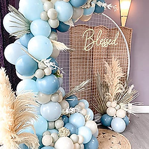 Dusty Blue Balloon Garland Arch Kit,152PCS Slate Blue Macaron Blue Metallic Chrome Gold White Sand Birthday Balloons for Baby Shower Bridal Shower Boho Wedding Party Backdrop Decoration