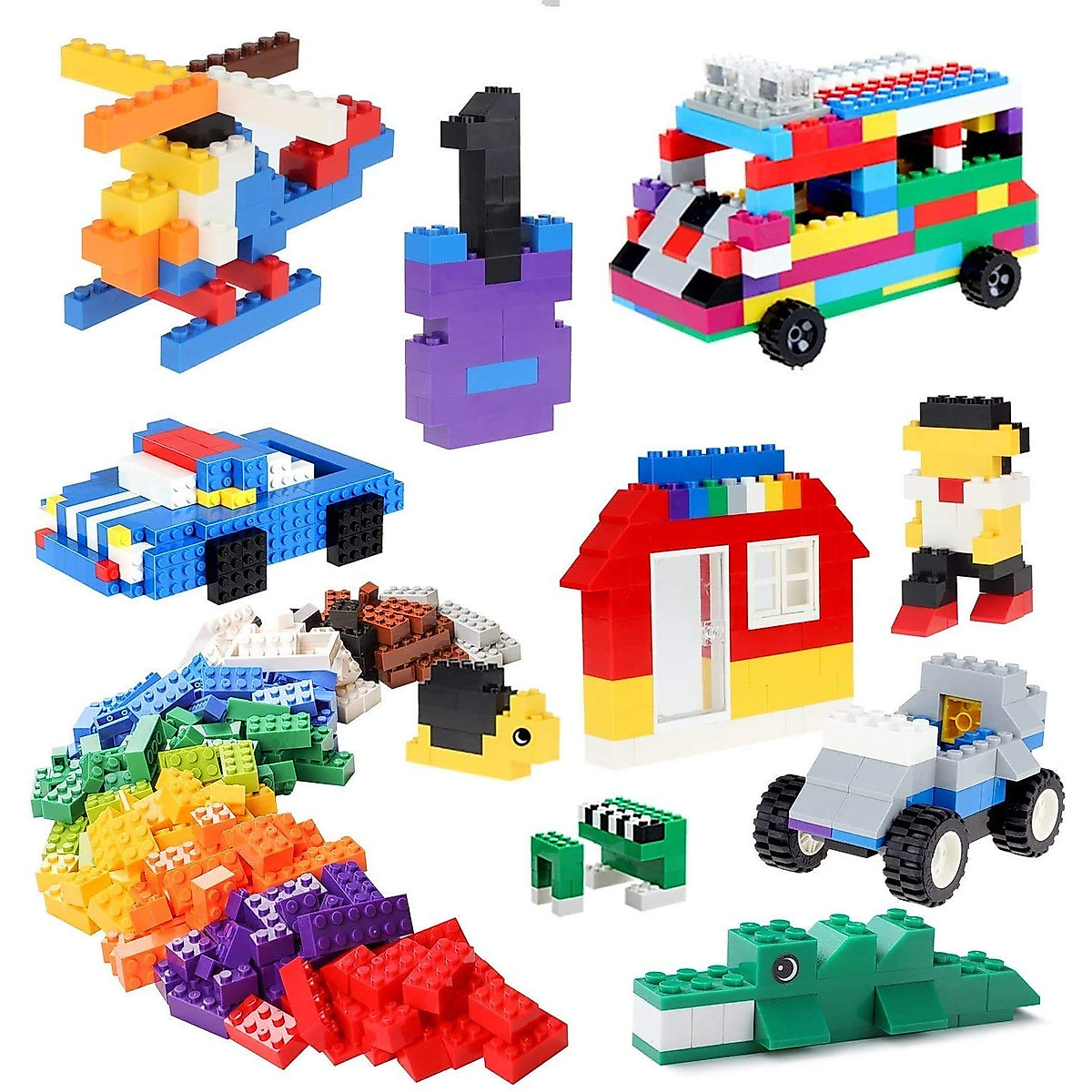 burgkidz Building Bricks 568 Pieces Toys, Classic Building Blocks Includes Wheels, Door, Window, Compatible Bulk Block with Storage Box and Baseplate, STEM Educational Gift for Kids 3+ Year