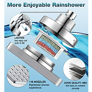 Dual Filtered Rain Shower Head Combo, High Pressure 9 Modes Handheld Shower Head Built in Power Spray, 6 inch Rainfall Shower Head with Filter for Hard Water