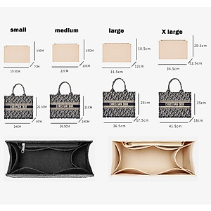 Lckaey purse insert for book tote book small tote organizer organizer 2008beige-M