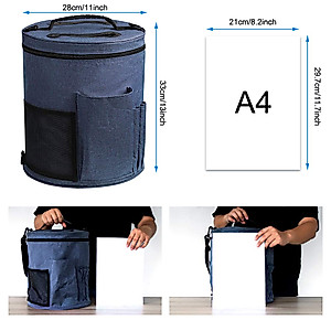 SumDirect Knitting Bag, Yarn Organizer Tote Bag Portable Storage Bag for Yarns, Carrying Projects, Knitting Needles, Crochet Hooks, Manuals and Other Accessories (Blue)