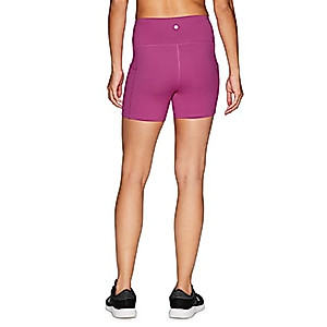 RBX Biker Shorts for Women Buttery Soft Bike Shorts Fitted Yoga Shorts High Waisted Workout Shorts with Pockets Athletic Fit Running Short for Training, Lounging, Gym, Pilates 5-inch Dark Magenta XL