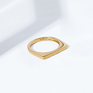 Amazon Essentials 14K Gold Plated Sterling Silver Bar Ring Size 6, Yellow Gold