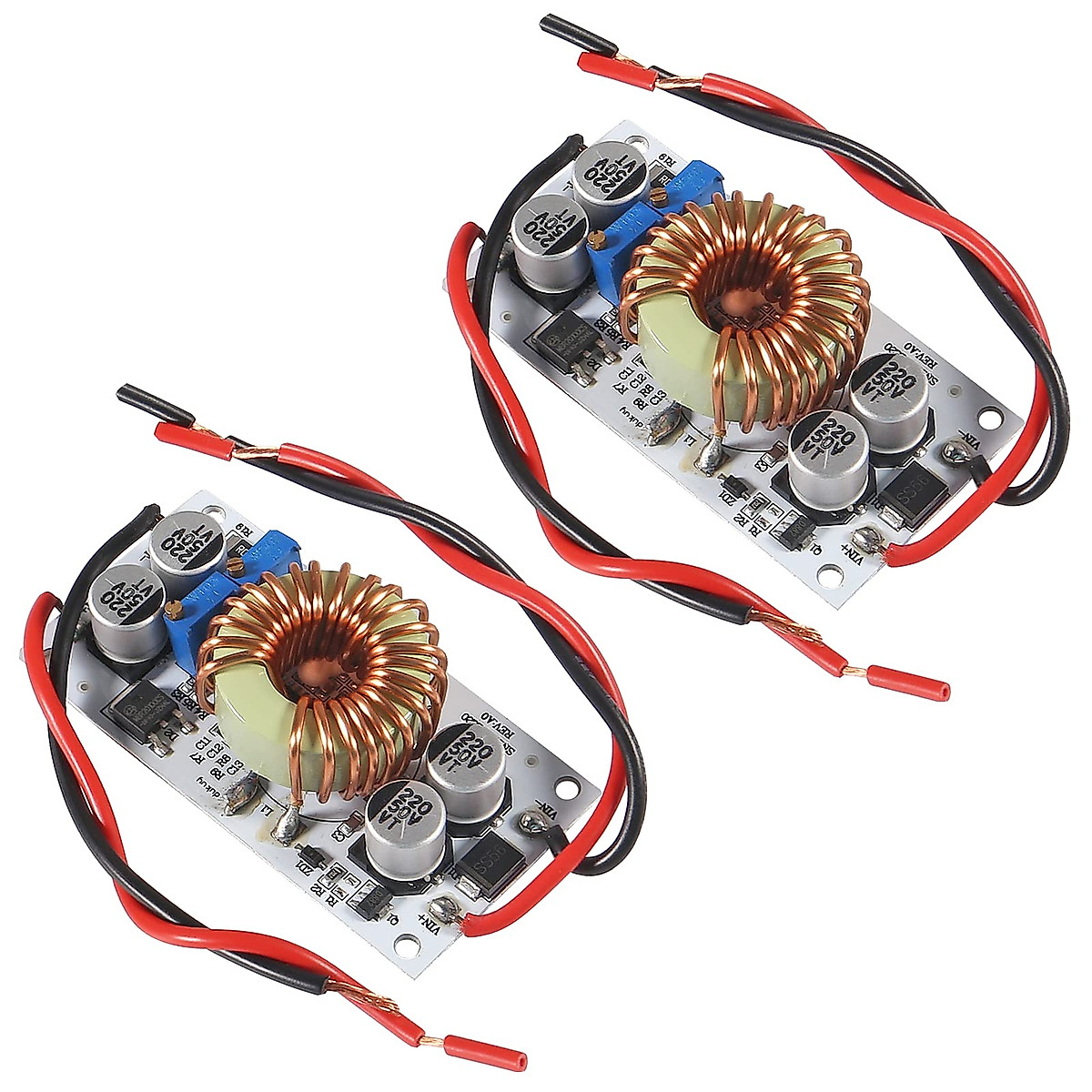 AITRIP 2PCS Adjustable Step-Up Power Supply Module,250W DC-DC Module 10-40V to 10-50V 6A Adjustable Step-Up Power Supply Module 250W DC Booster Constant Voltage Constant Current Power Converter Module
