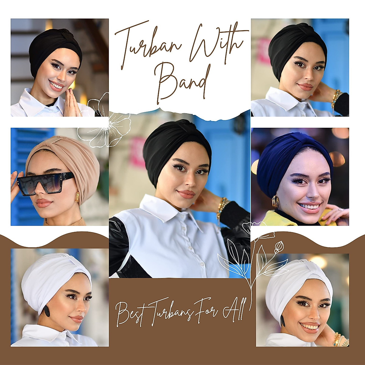 Turbans With Band For Women|Hair Wraps|Hijab Undercap-Instant Hijab-Hijab Cap (Caramel)