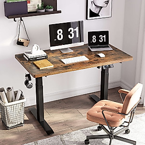 IYEE NATURE Electric Standing Desk, Dual Motor Adjustable Height Desk, 55 x 27.5 Inches Stand up Desk, Home Office Desk, Sit Stand Desk with Splice Board/Black Frame/White Top