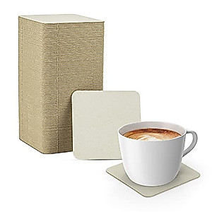 MT Products 4” Blank Off-White Heavyweight Cardboard Square Coasters for Your Beverages 2 MM Thickness (100 Pieces) - Made in The USA