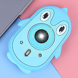 IPS Screen with Silicone Cover Cartoon Children Digital Camera, Children Camera, Portable for Boys Girls(Blue)
