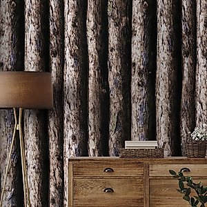 Toduso Wood Wallpaper Peel and Stick Wallpaper 17.3"X78.7" Wood Contact Paper Wood Plank Bark Wallpaper 3D Brown Faux Wallpaper Vintage Removable Self Adhesive Wallpaper Home Decoration