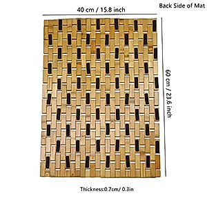HJJKKH Bamboo Bath Mat with 15.7X23.6 inch,Nature Bamboo Bathroom Mat,Roll-Up and Foldable Bamboo Shower Mat,Non Slip Shower Tub Mat for Bathtub, Shower,Sauna,Hot Tub