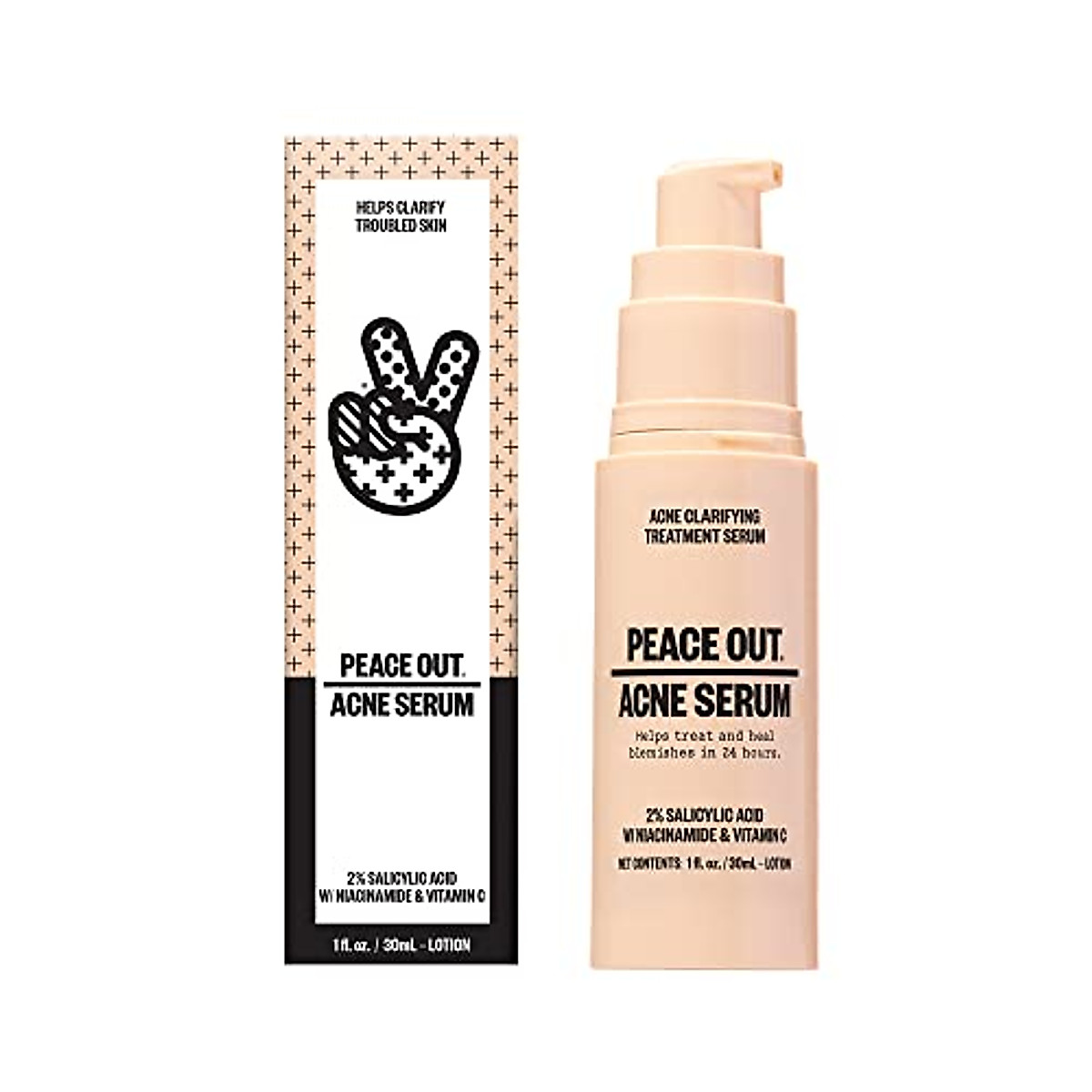 Peace Out Skincare Acne Serum. Daily Multi-Benefit Face Serum with 2% Salicylic Acid to Target Pimples, Zits, Blemishes and Breakouts, For Clearer-Looking Skin 1 fl oz