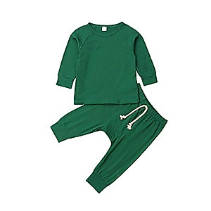Baby Unisex Pajamas, Top with Pants Set 2 Piece Outfit, Organic Cotton Clothing Set for Infant Baby Boys Girls